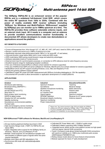 SDRplayのすべてのカタログと技術パンフレット