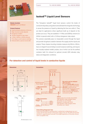 Selex Liquid Level Sensors - Tempatron - PDF Catalogs | Technical Documentation | Brochure