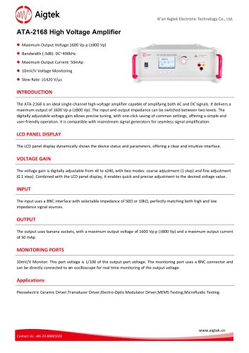 ATA-7050 High Voltage Amplifier Solutions - Xi'an Aigtek Electronic Technology Co., Ltd. - PDF ...