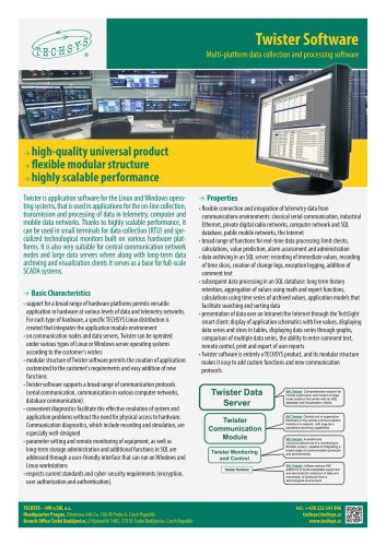 All TECHSYS - HW a SW, a.s. catalogs and technical brochures