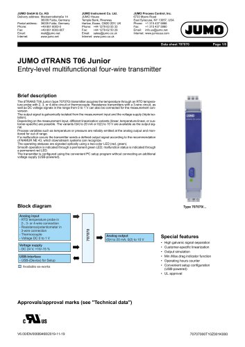 All JUMO Process Control, Inc. catalogs and technical brochures