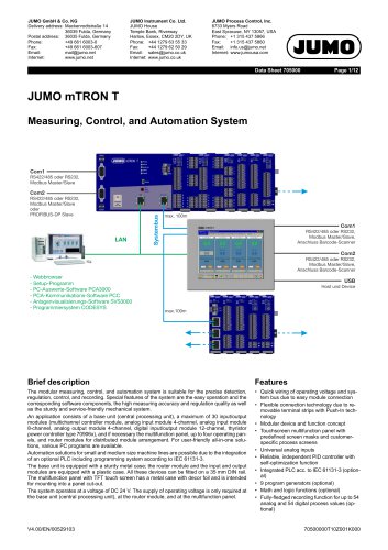 All JUMO Process Control, Inc. catalogs and technical brochures