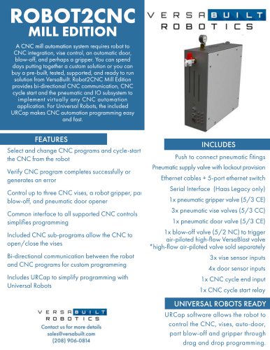 ROBOT2CNC - VersaBuilt Robotics - PDF Catalogs | Technical Documentation | Brochure