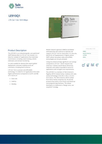LE910Q1 - Telit - PDF Catalogs | Technical Documentation | Brochure