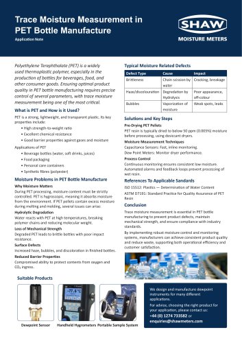 Application Note - Trace Moisture in Hydrogen Cooled Generators - Shaw ...