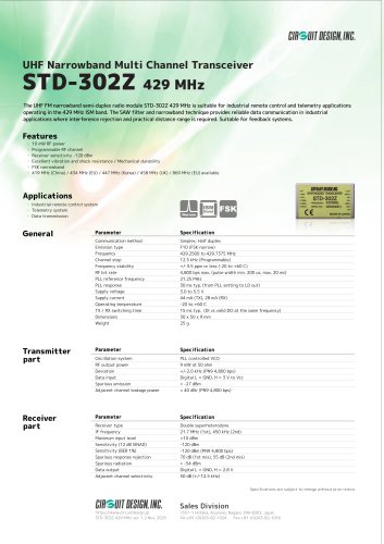 STD-302Z 429 - Circuit Design, Inc. - PDF Catalogs | Technical Documentation | Brochure