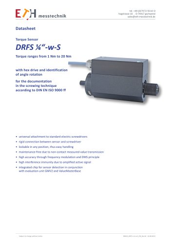 Datasheet torque sensor DRB-I - ETH-messtechnik gmbh - PDF Catalogs ...