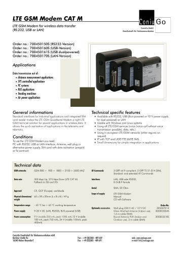 Todos os catálogos e folhetos técnicos ConiuGo Gesellschaft für Telekommunikation mbH