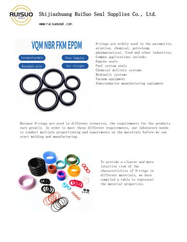 O-rings, physical properties of different materials - SHIJIAZHUANG RUISUO SEAL SUPPLIES CO.,LTD ...