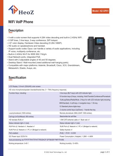 All Shenzhen HeoZ Technology Ltd catalogs and technical brochures