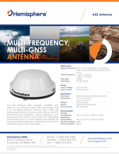 A45 Antenna - Hemisphere GNSS - PDF Catalogs | Technical Documentation | Brochure