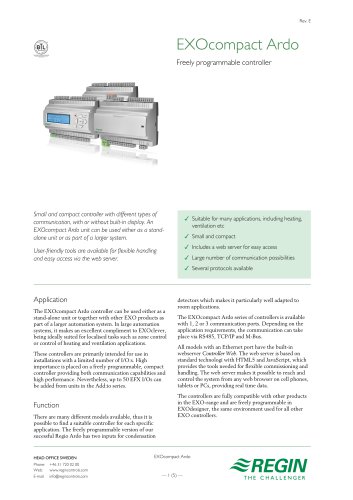 EXOcompact Ardo - Regin - PDF Catalogs | Technical Documentation | Brochure