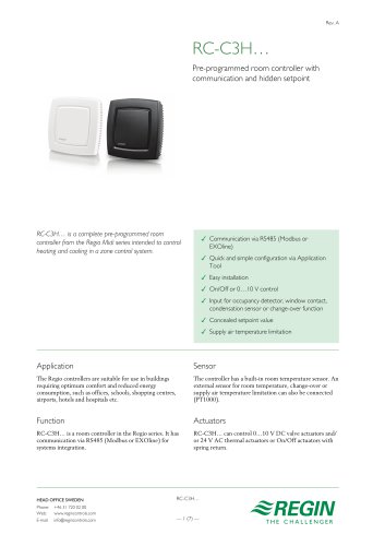 Regio RCX series - Regin - PDF Catalogs | Technical Documentation ...