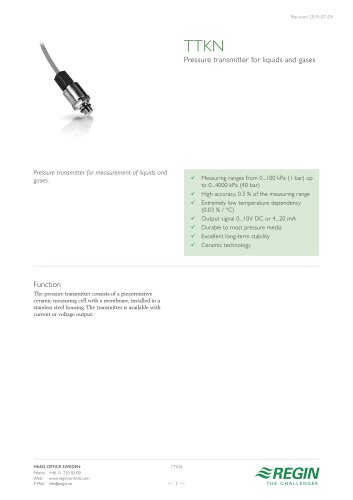 Regio RCX series - Regin - PDF Catalogs | Technical Documentation | Brochure