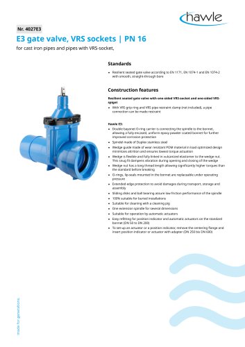 Water Catalogue - Hawle - PDF Catalogs | Technical Documentation | Brochure