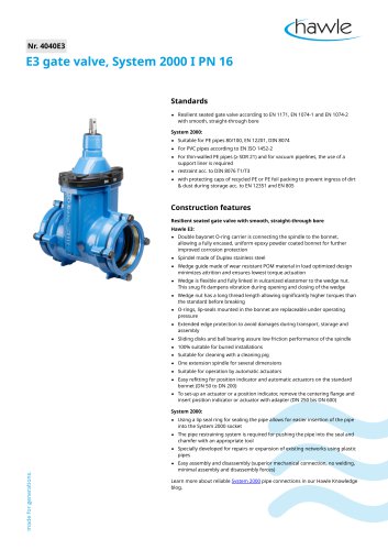 Water Catalogue - Hawle - PDF Catalogs | Technical Documentation | Brochure