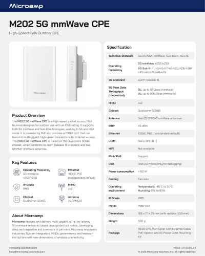 U501 5G mmWave CPE - Microamp Solutions Sp. z o. o. - PDF Catalogs | Technical Documentation ...