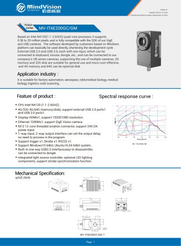 MV-ITAE200GC GM 2MP Smart Industrial Camera with Global Shutter and ...