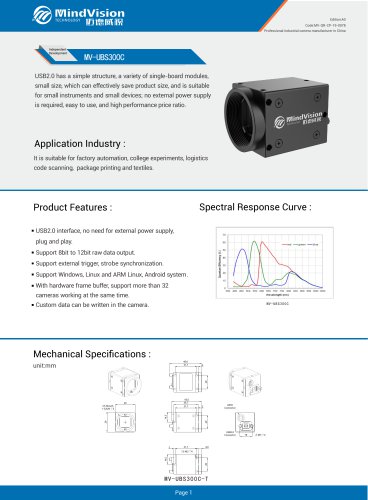 USB2.0 Industrial Camera High-Performance Imaging System MV-UBS300C - MindVision - PDF Catalogs ...