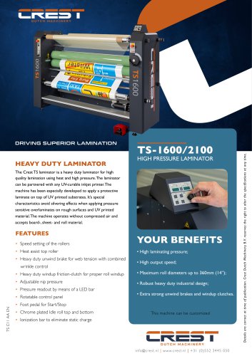 Crest Datasheet TS1600 PRO-S - Crest Dutch Machinery - PDF Catalogs ...