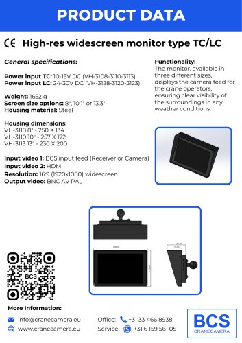 All BCS Cranecamera B.V. catalogs and technical brochures