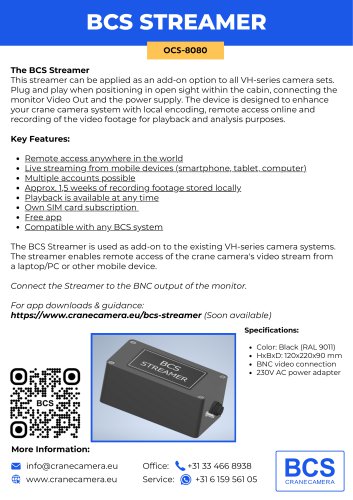 All BCS Cranecamera B.V. catalogs and technical brochures