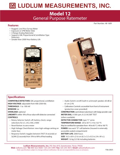 Model 3 - LUDLUM - PDF Catalogs | Technical Documentation | Brochure
