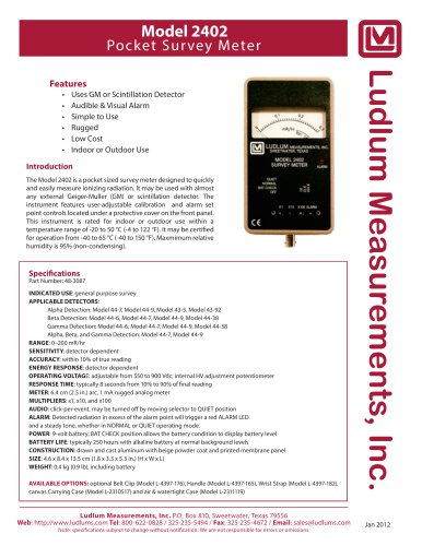 All LUDLUM catalogs and technical brochures