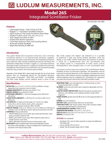 Model 26 - LUDLUM - PDF Catalogs | Technical Documentation | Brochure