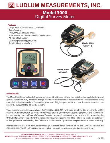 Model 3 - LUDLUM - PDF Catalogs | Technical Documentation | Brochure