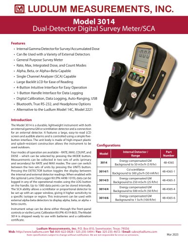 All LUDLUM catalogs and technical brochures