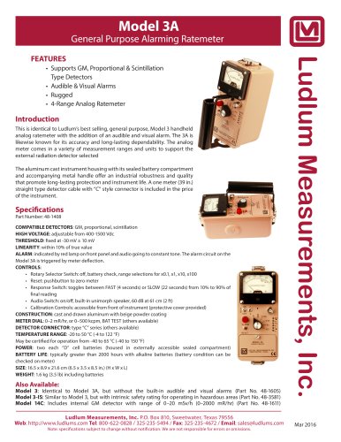 Model 3 - LUDLUM - PDF Catalogs | Technical Documentation | Brochure
