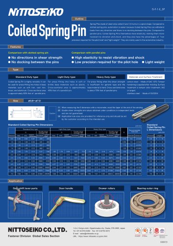 「Coiled Spring Pin」Coiled PINS - NITTOSEIKO CO., LTD. - PDF Catalogs ...