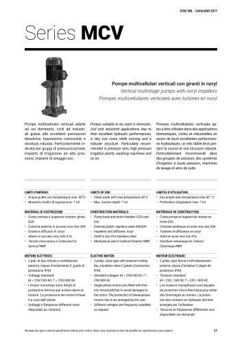 Horizontal multistage pumps MCH series - STAC S.r.l. - PDF Catalogs | Technical Documentation ...