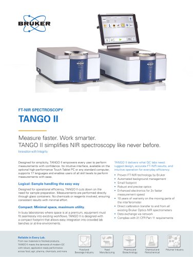 TANGO II FT-NIR Spectrometer - Bruker Optics GmbH & Co. KG - PDF Catalogs | Technical ...
