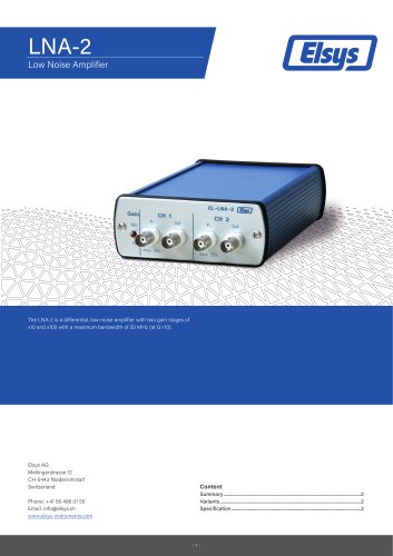 TraNET FE - Data Acquisition Instrument Datasheet - Elsys AG - PDF ...