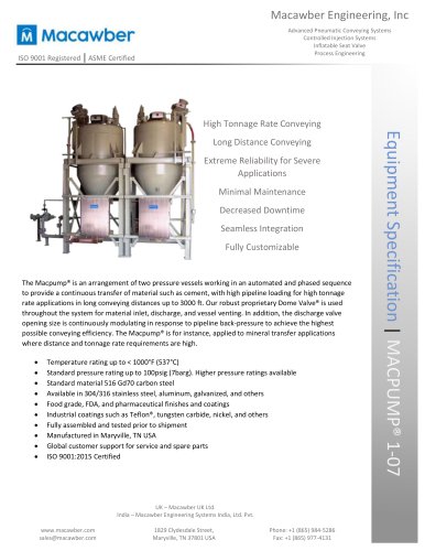 All Macawber Engineering Inc. catalogs and technical brochures