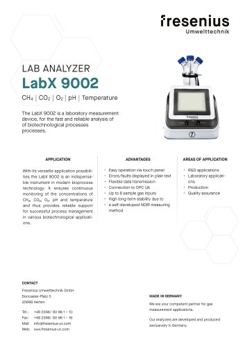 FTC300 Data Sheet - Fresenius Umwelttechnik GmbH - PDF Catalogs ...