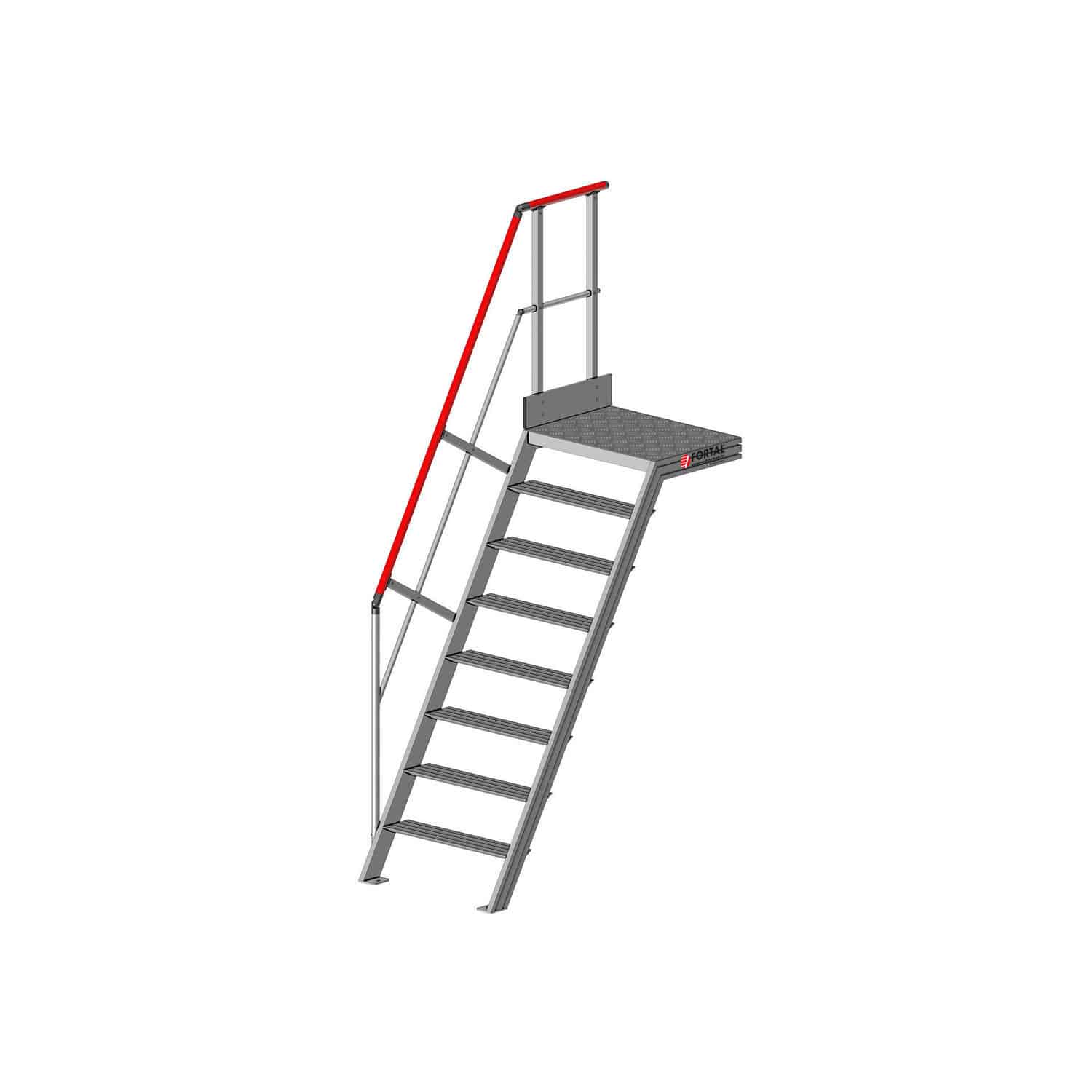 Escada fixa reta - F81260 series - FORTAL - de alumínio / com patamar
