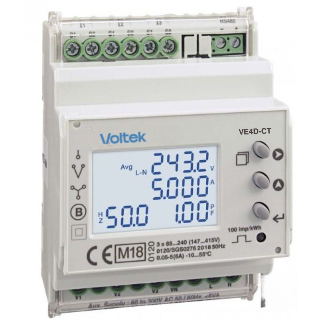 Medidor de energia elétrica multifunções - VE4D-CT - Voltek Energy ...